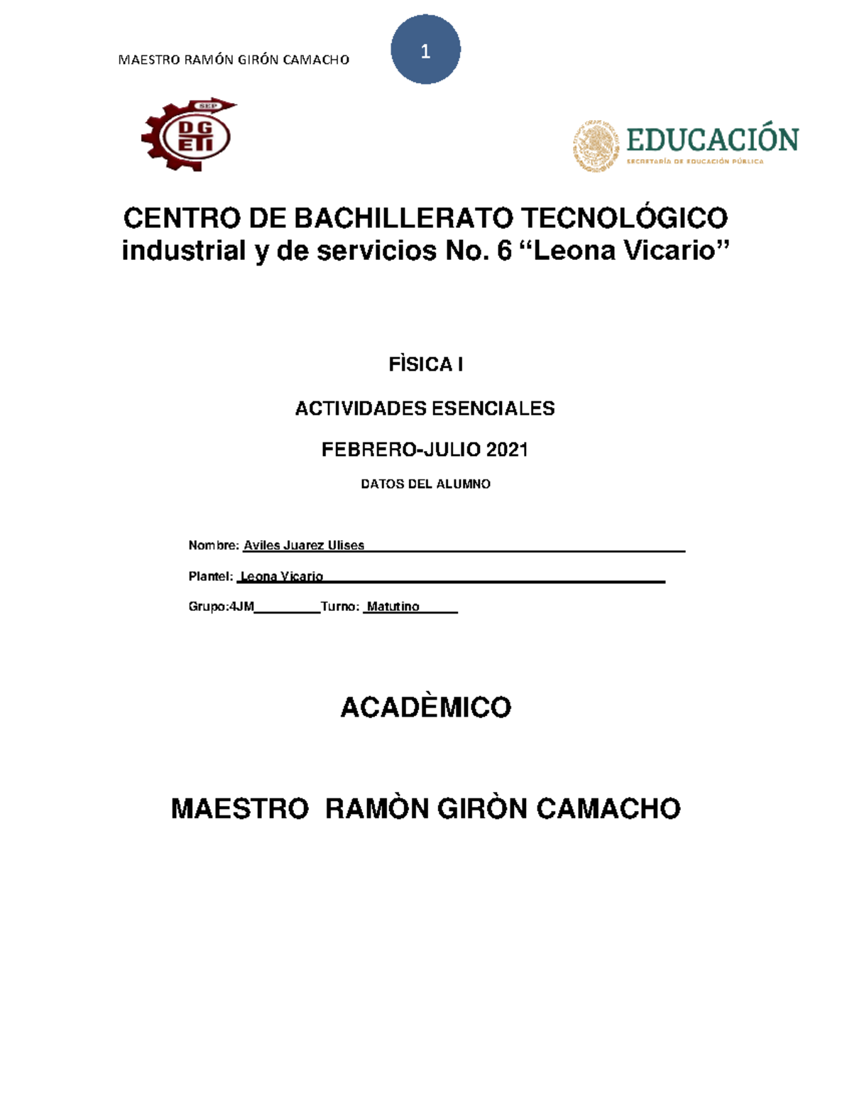 Guia fisica ulises aviles juarez 4JM tercera unidad - CENTRO DE ...