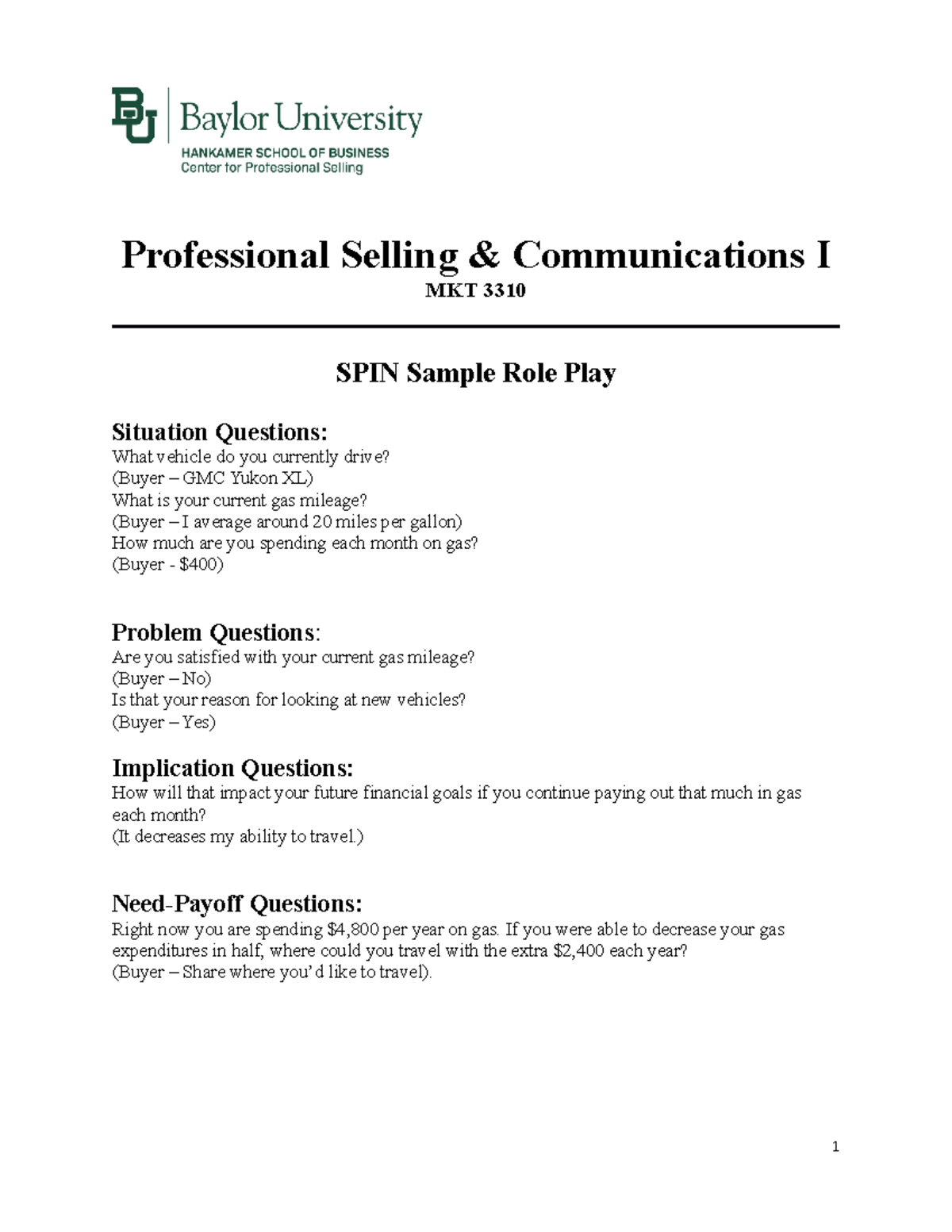 SPIN Writing Question Exercises - Professional Selling & Communications ...