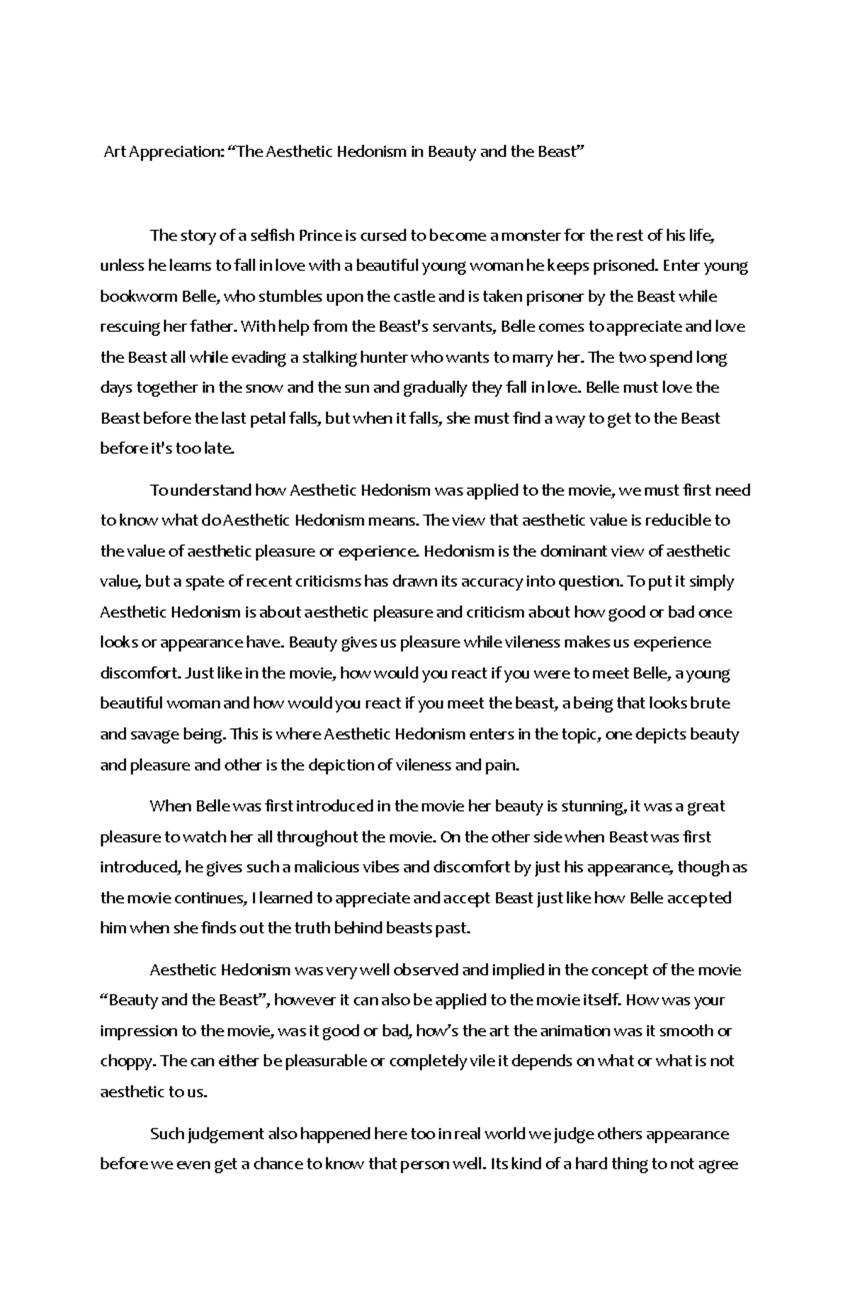 Aesthetic Hedonism - Enter young bookworm Belle, who stumbles upon the ...