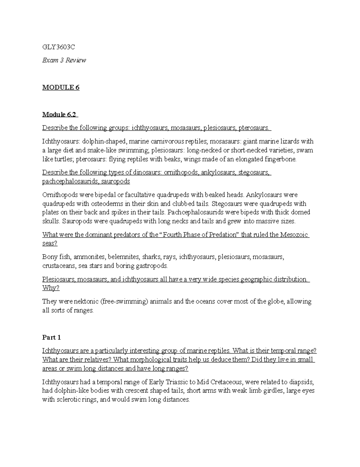 GLY3603C Exam3 Review 2023 - GLY3603C Exam 3 Review MODULE 6 Module 6 ...