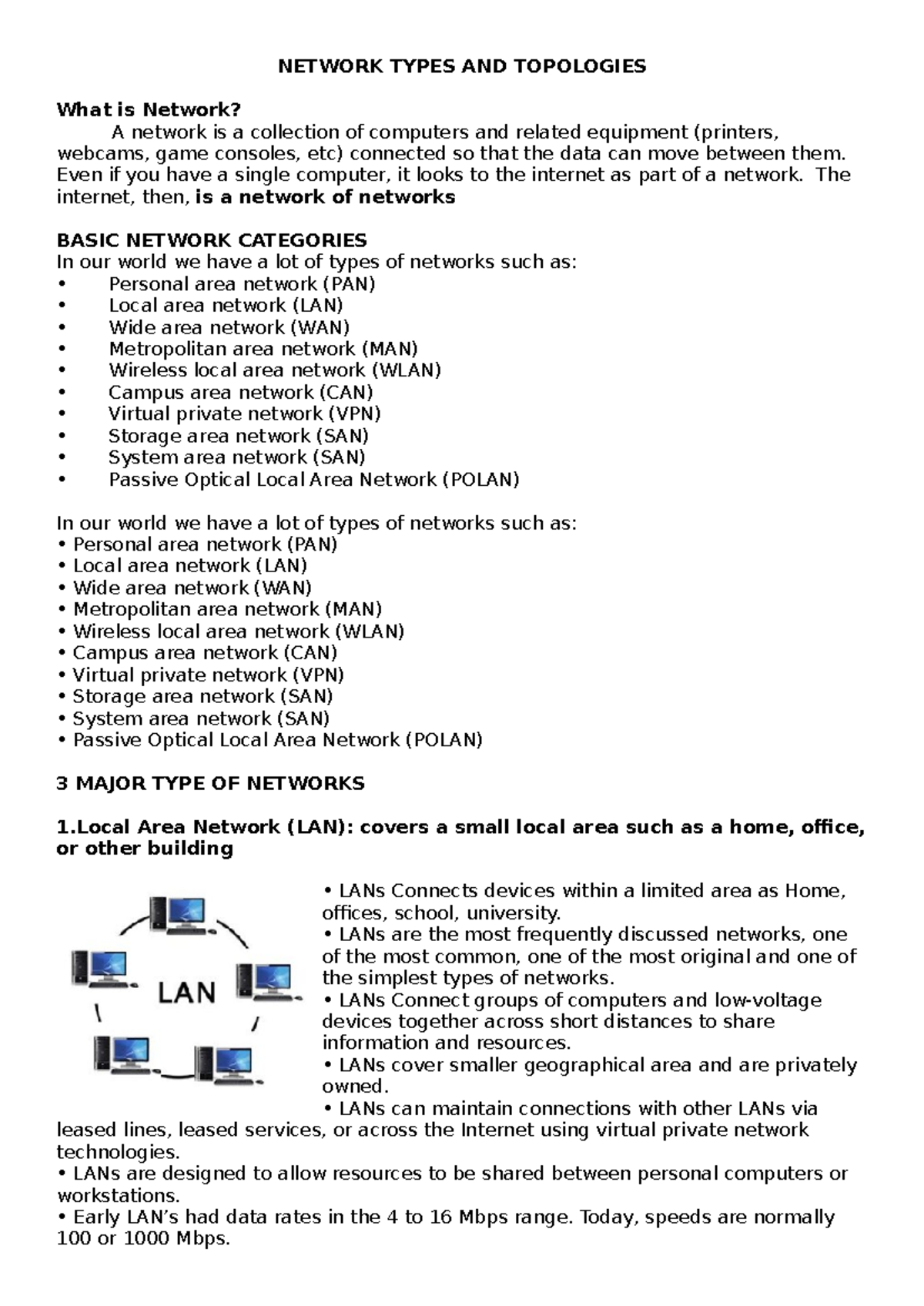Network Types AND Topologies - NETWORK TYPES AND TOPOLOGIES What is ...