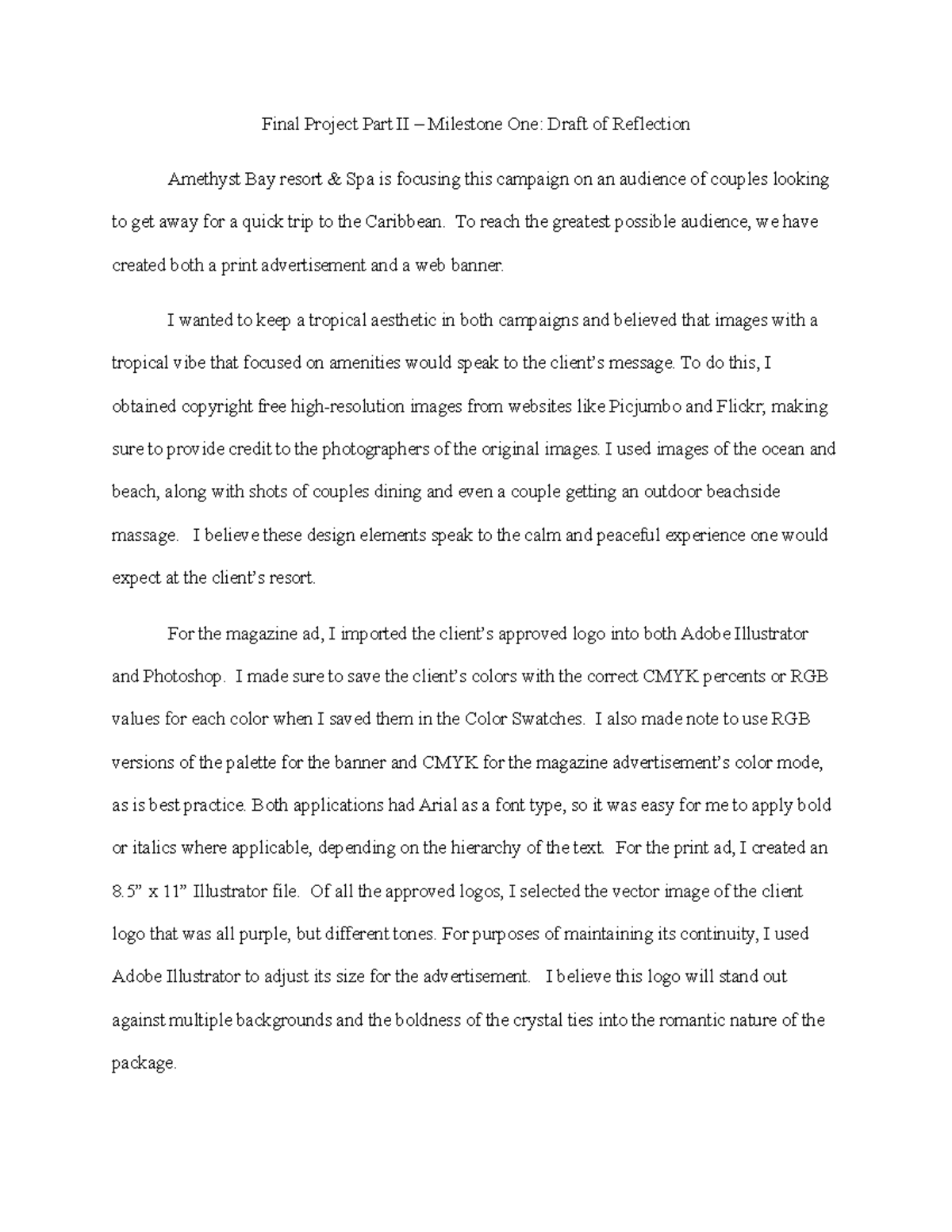 Final Project Reflection - Final Project Part II – Milestone One: Draft ...