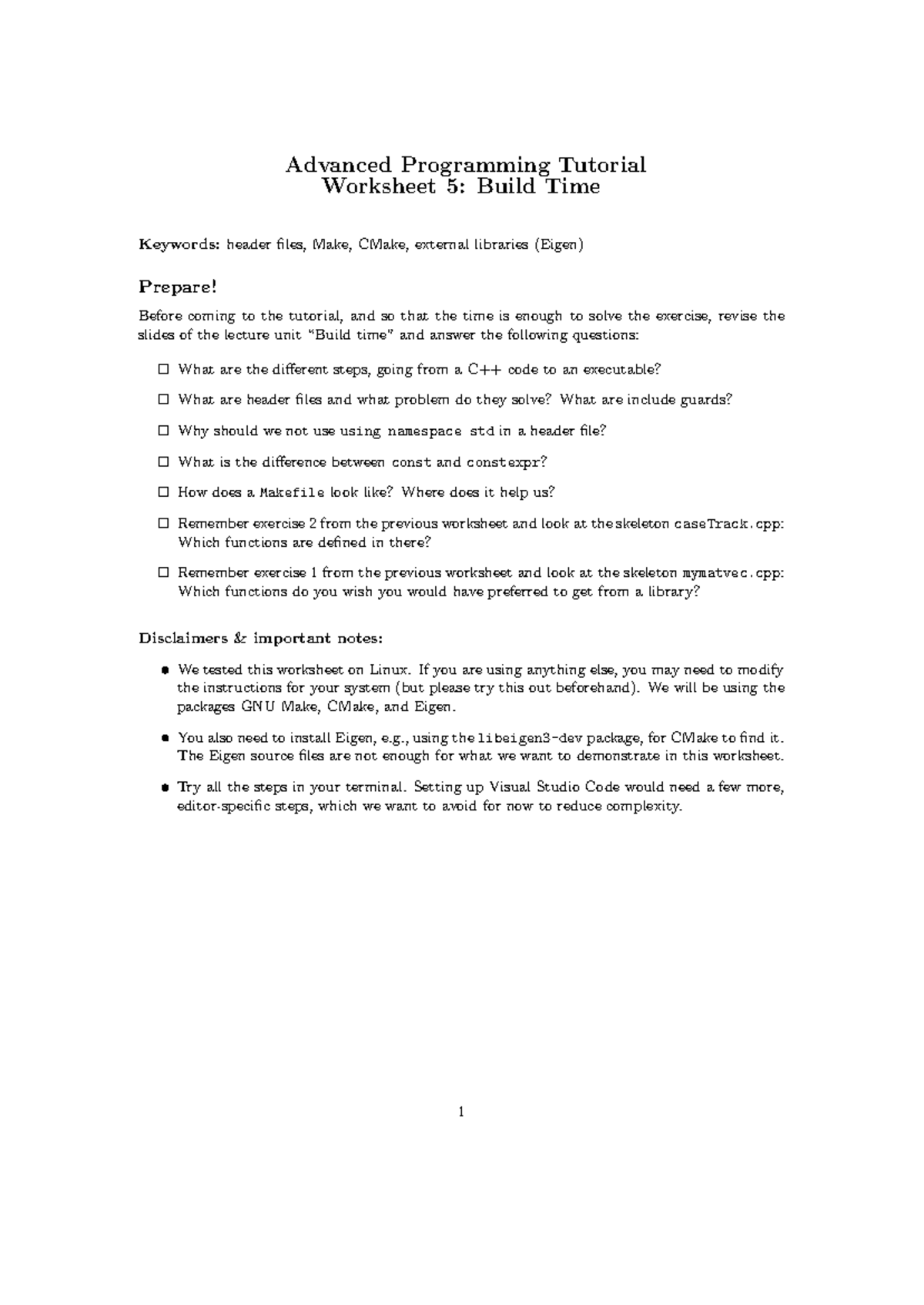 Advprog tutorial build time - Advanced Programming Tutorial Worksheet 5 ...