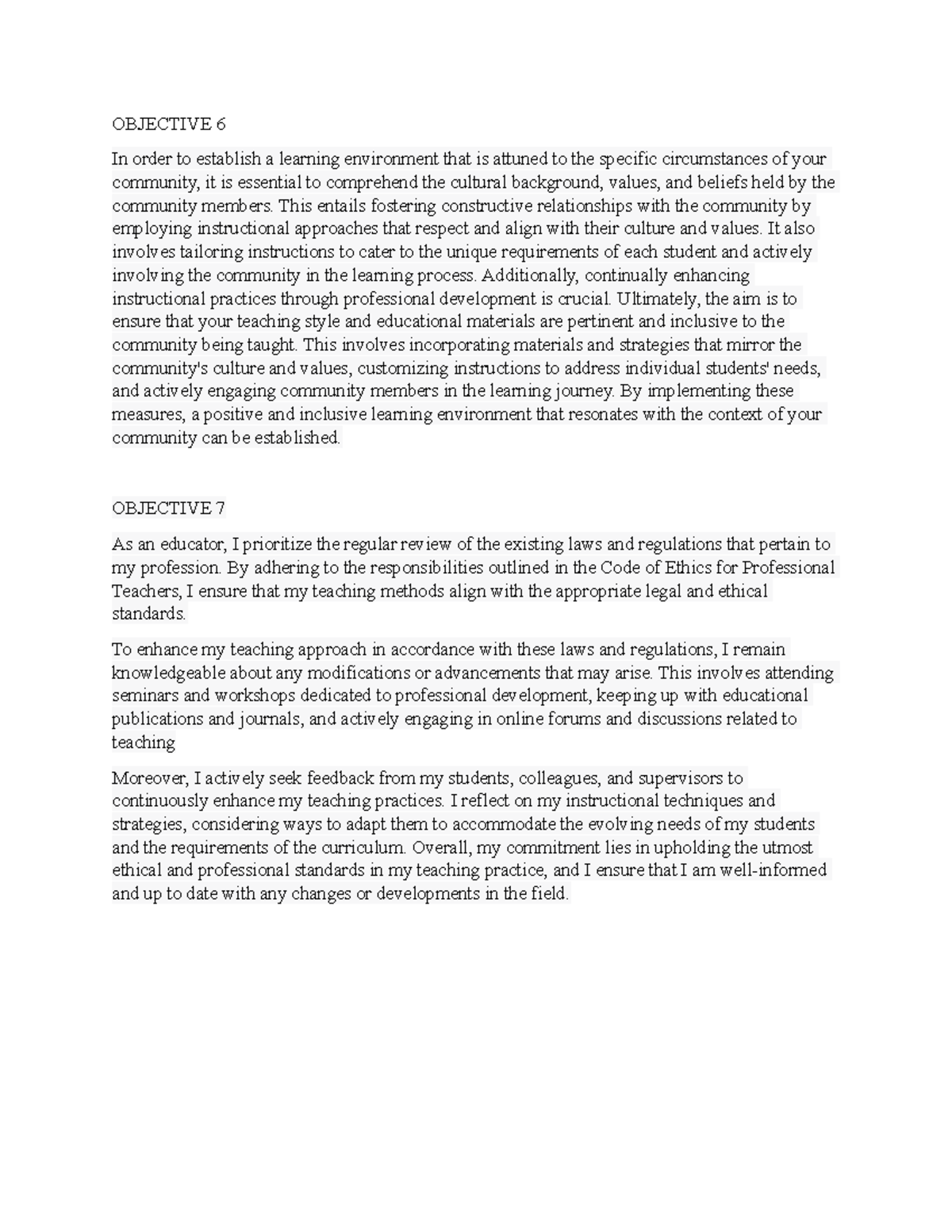 TRF Revised - rfrgr3bt - OBJECTIVE 6 In order to establish a learning ...