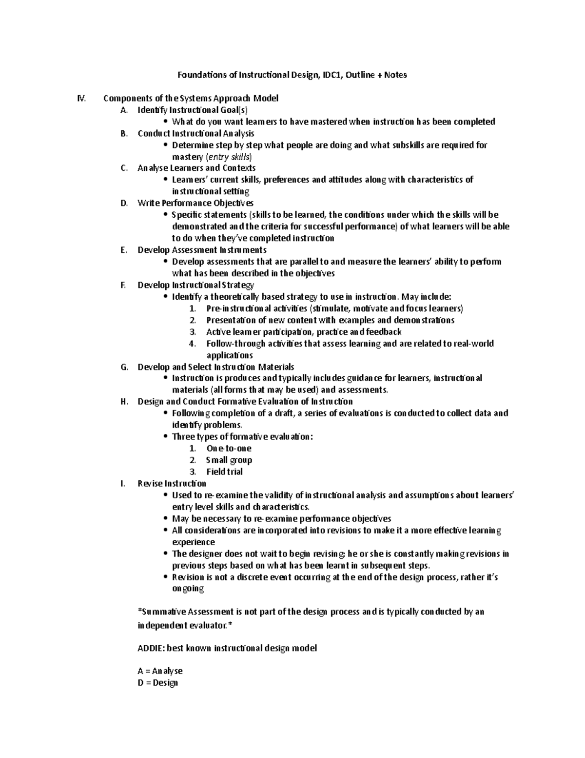 IDC1 Foundations of Instructional Design Study Outline Sep. 2021 ...