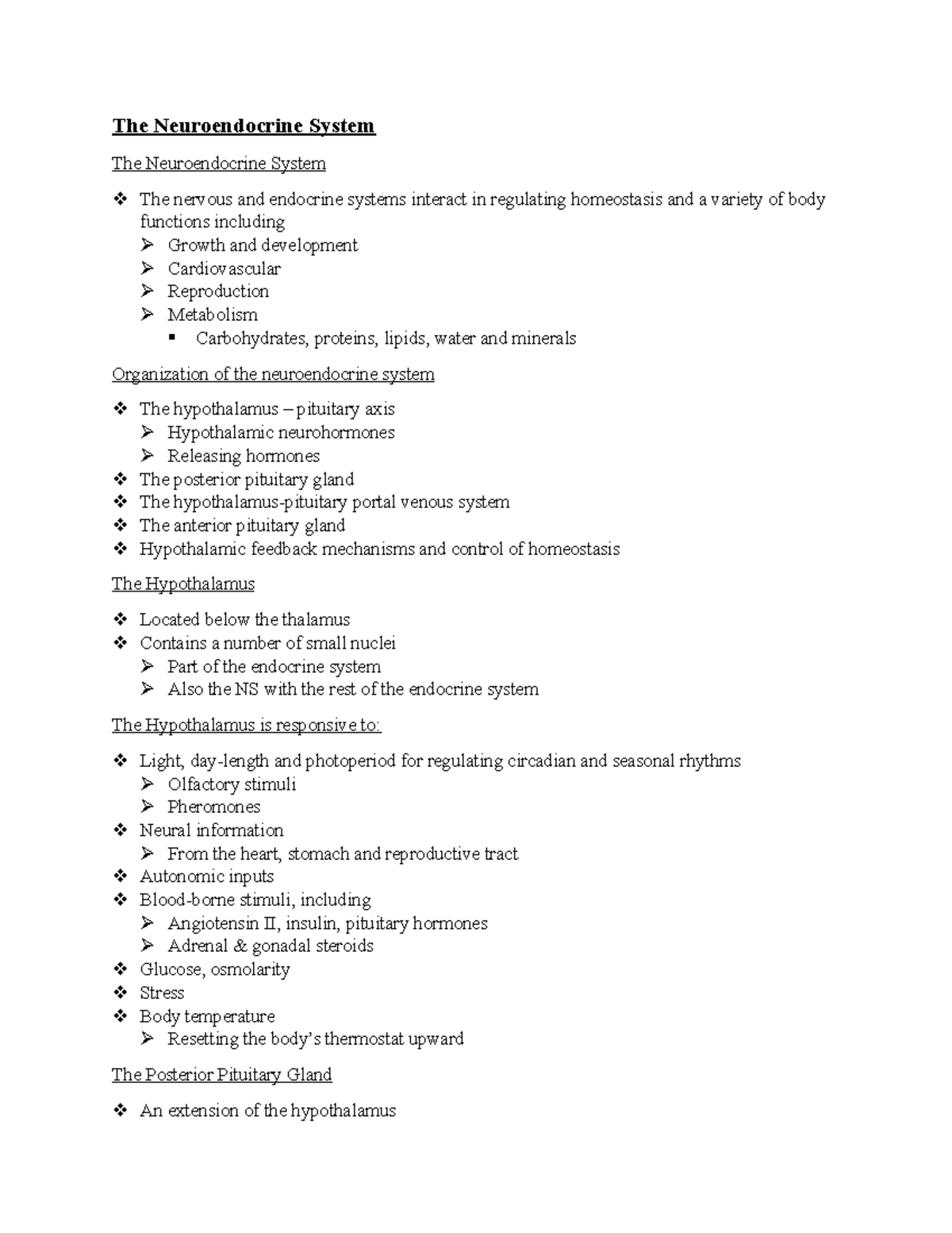 The Neuroendocrine System - Studocu
