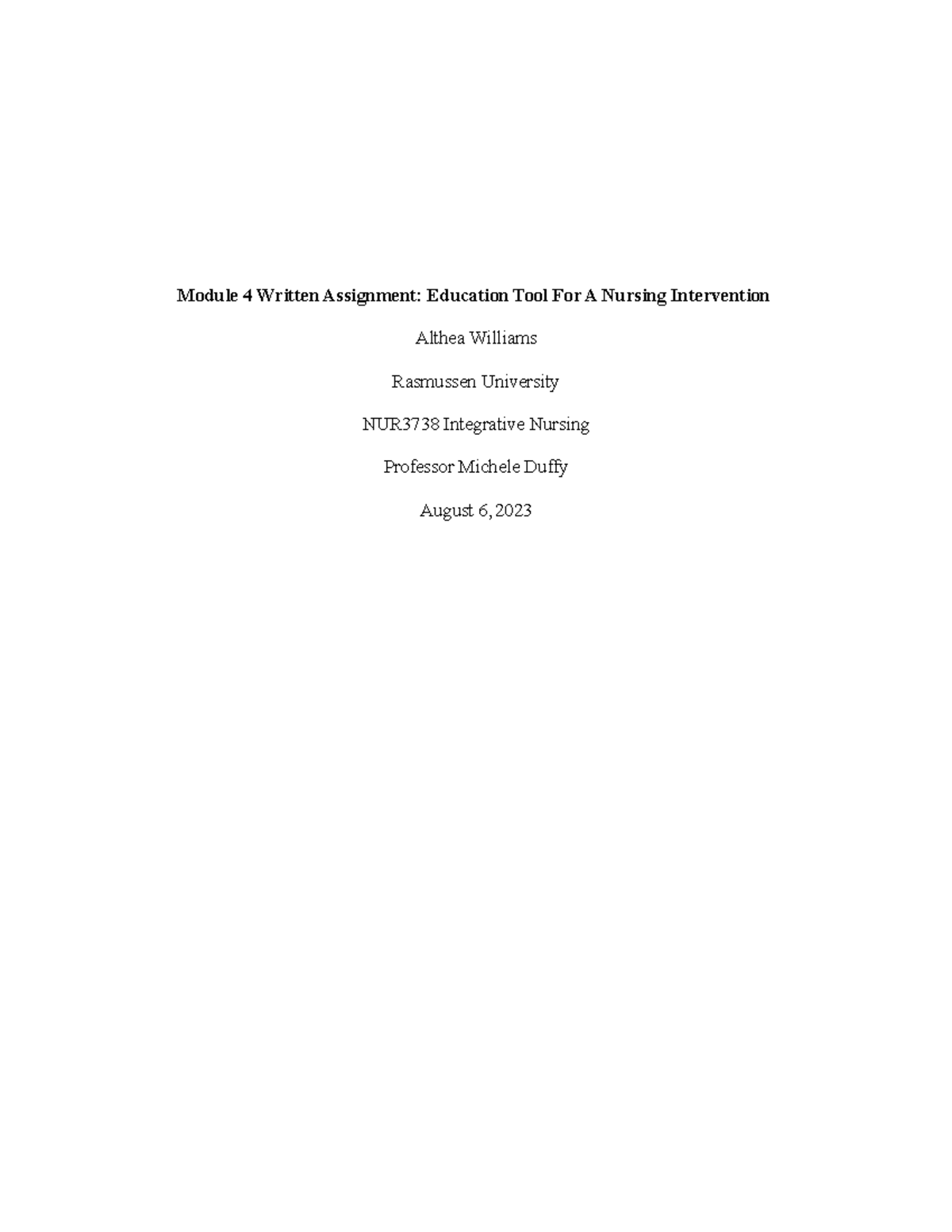 Module 4 Written Assignment - Module 4 Written Assignment: Education Tool For A Nursing ...