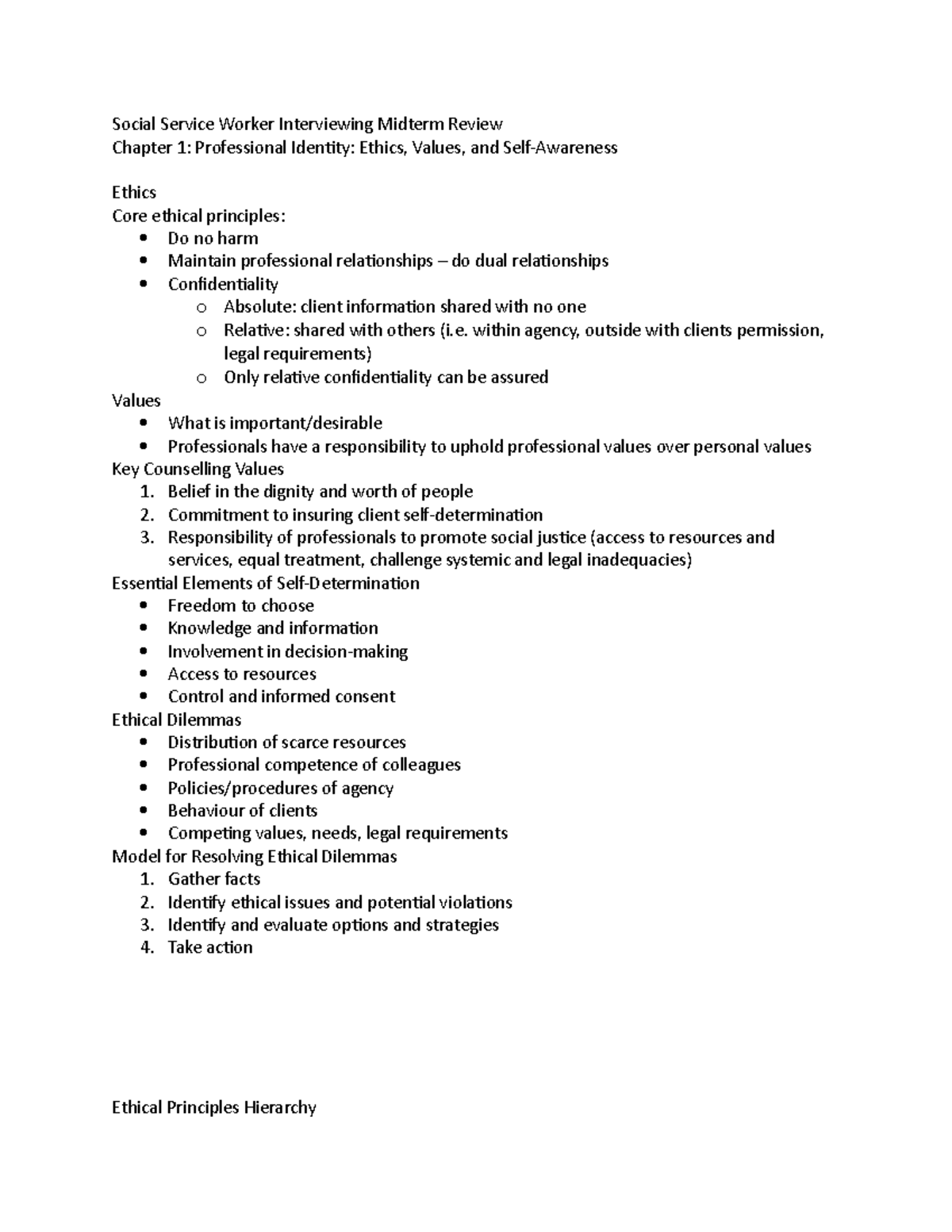 Midterm Review 2018, answers - Social Service Worker Interviewing ...