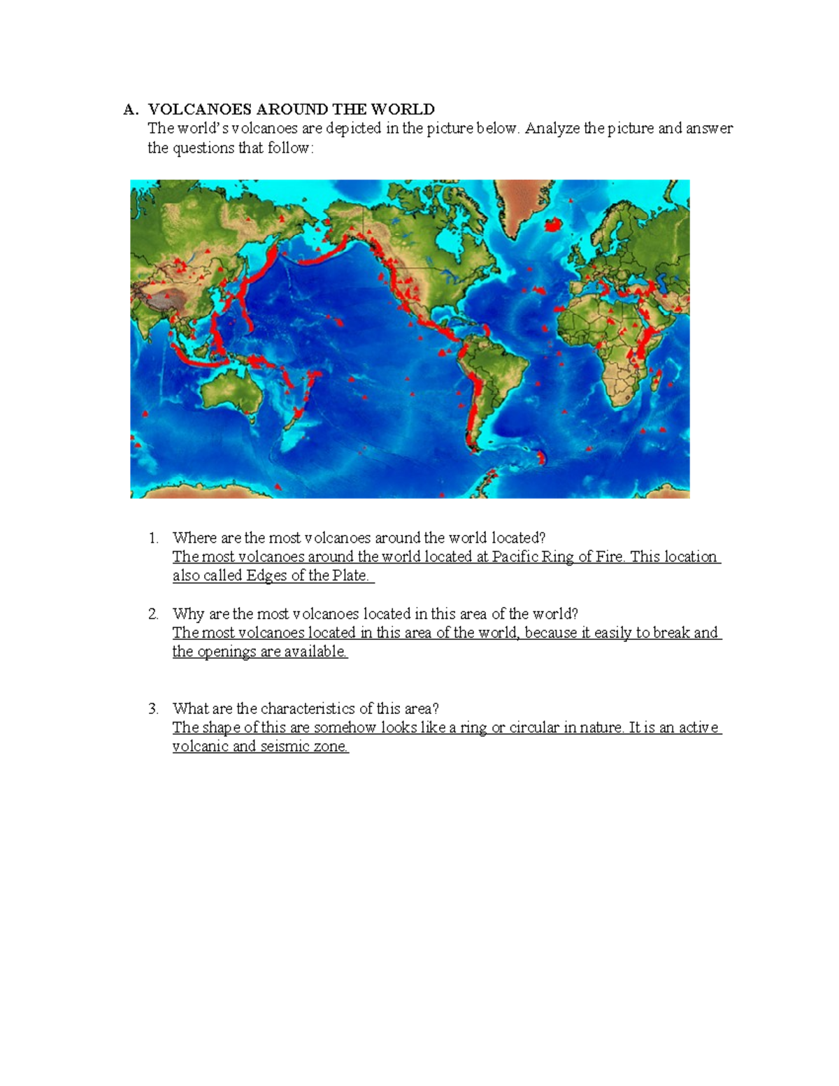2 Volcanoes Around THE World - A. VOLCANOES AROUND THE WORLD The world ...