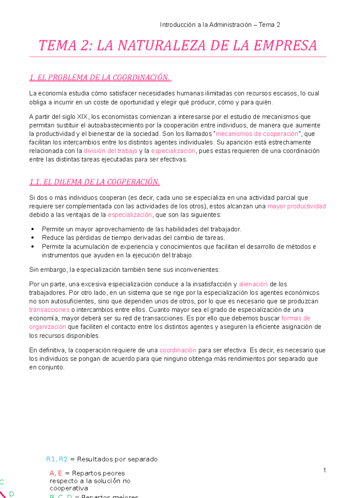 Tema 2 (La naturaleza de la empresa) - Introducción a la Administración – Tema 2 TEMA 2: LA ...
