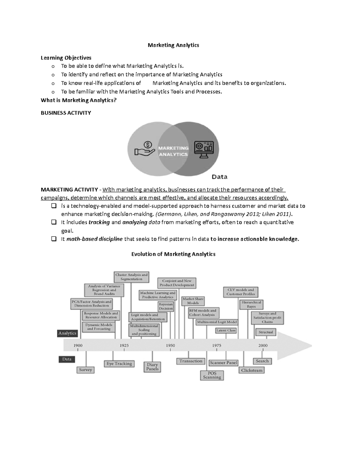 Marketing Analytics ppt - Marketing Analytics Learning Objectives o To ...