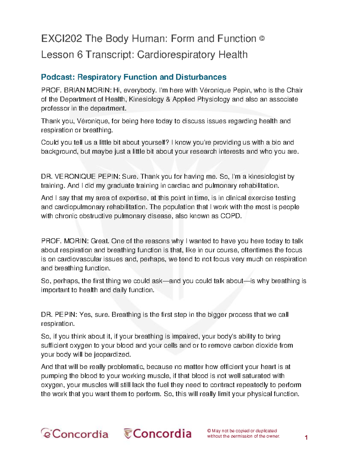 Podcast 1 Vpepin - © May not be copied or duplicated without the permission of the owner. EXCI2 ...