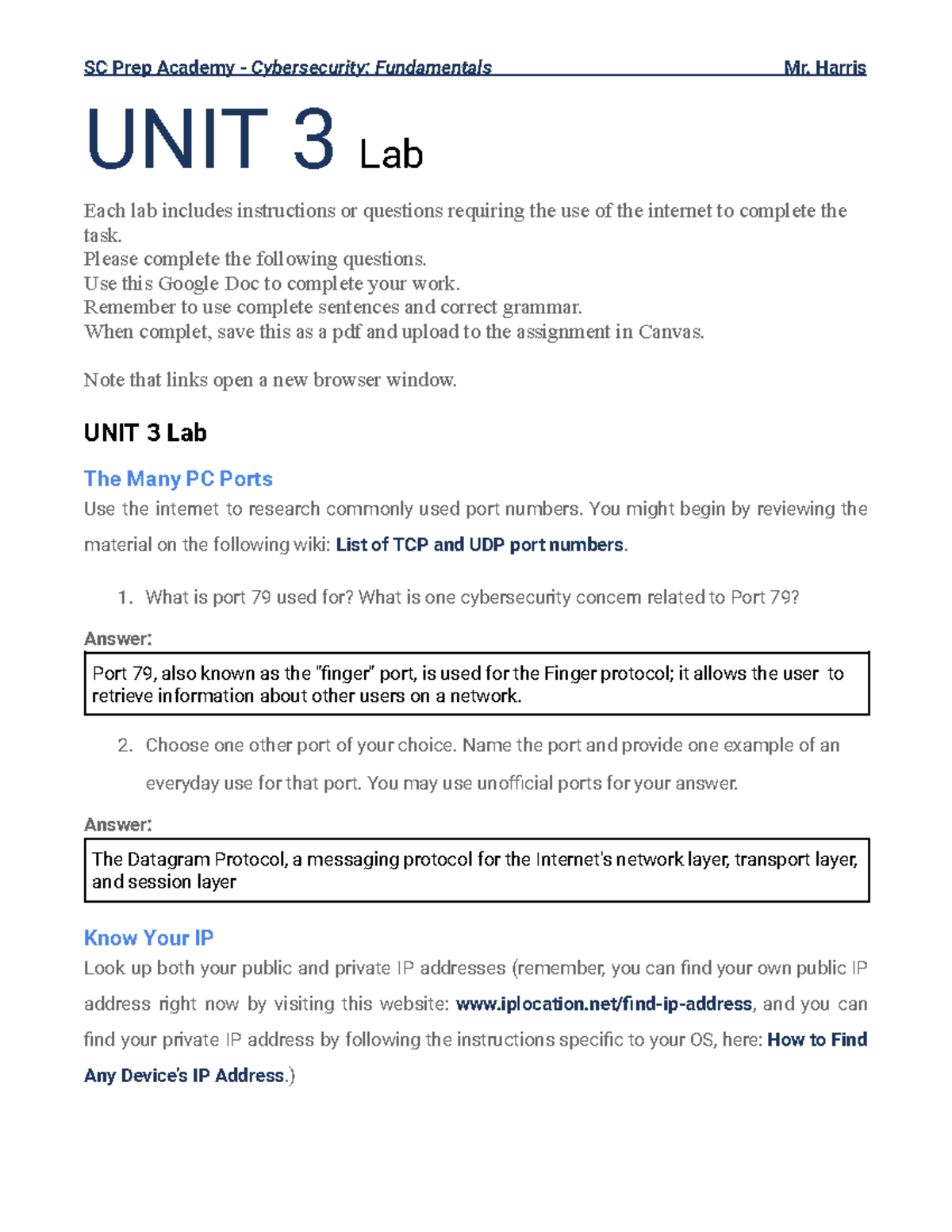 UNIT 3 Lab - lab - SC Prep Academy - Cybersecurity: Fundamentals Mr ...