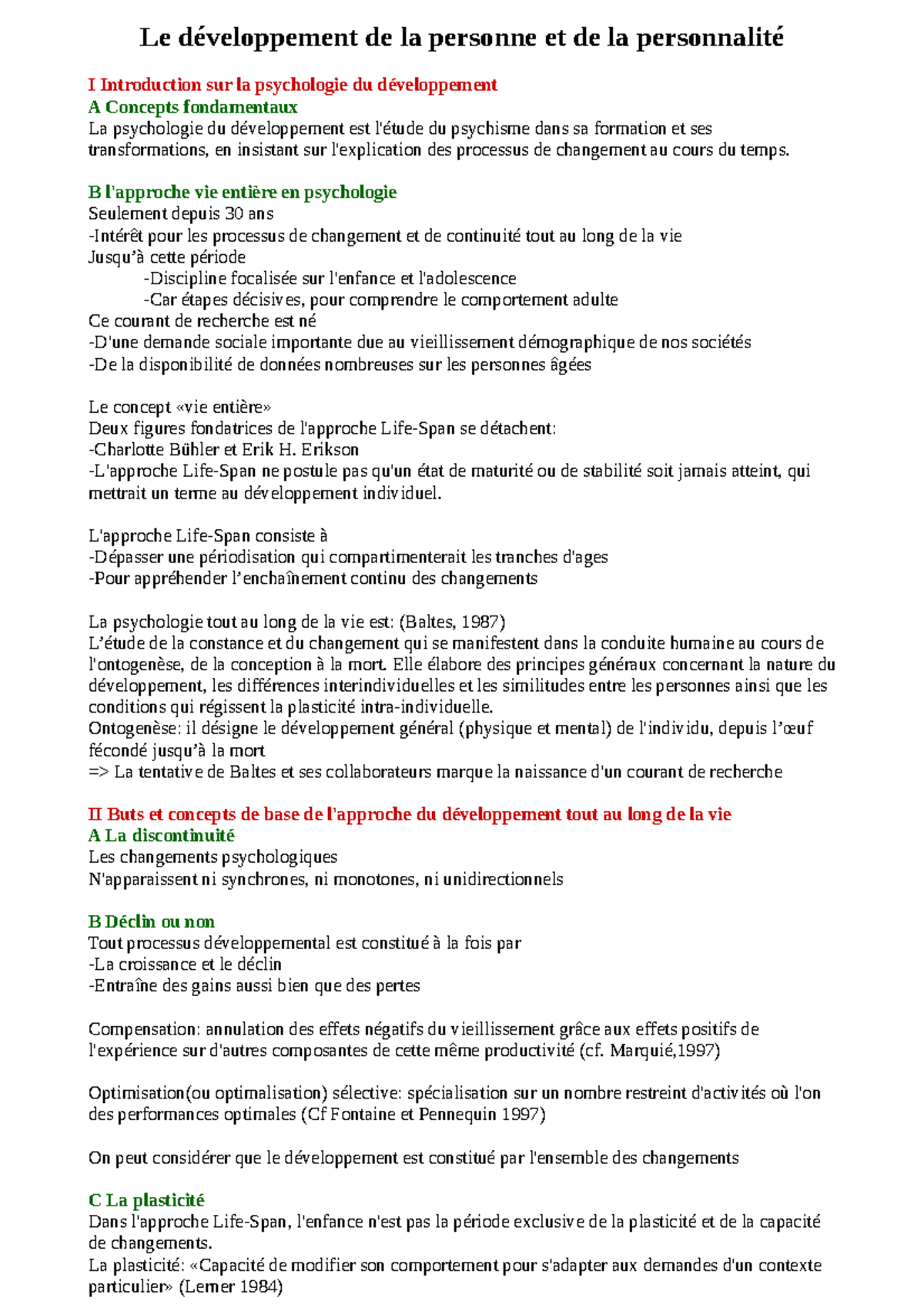 Le développement de la personne et de la personnalité - Le ...