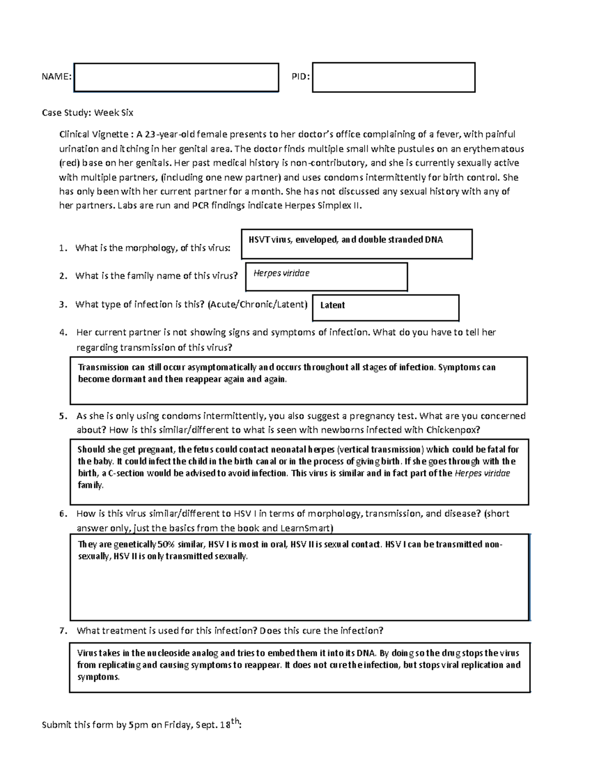 Case study Week 6 - NAME: PID: Case Study: Week Six Clinical Vignette ...