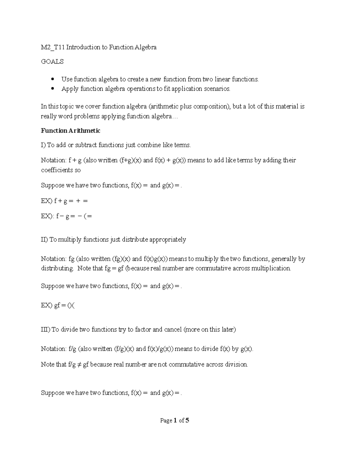 Topic 11- Introduction to Function Algebra - M2_T11 Introduction to ...