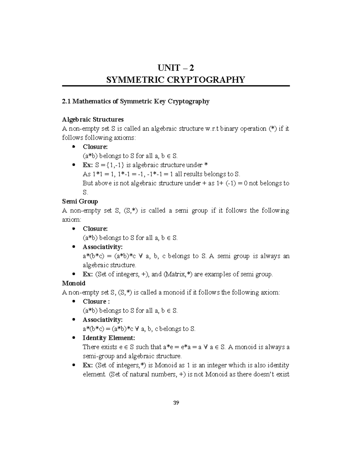 Chapter 2 Computer Network And Security Unit 2 Symmetric Cryptography 2 Mathematics Of