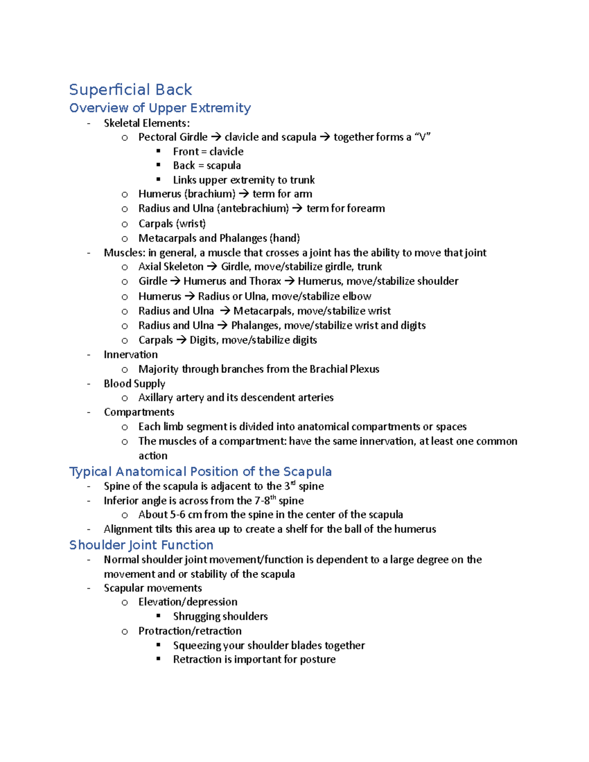 Superficial Back SG - Superficial Back Overview of Upper Extremity ...