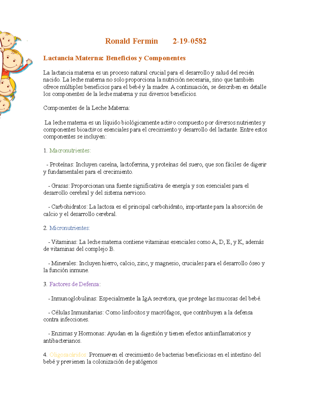 Lactancia materna y vacunación - Ronald Fermín 2 - 19 - 0582 Lactancia ...