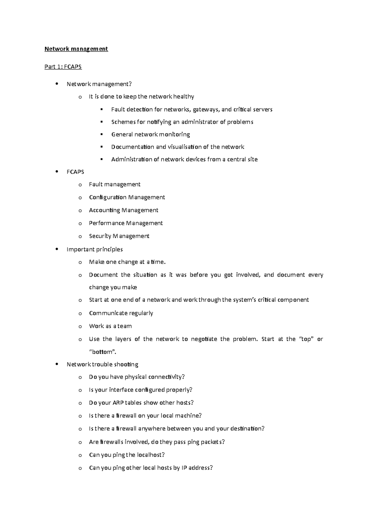 Lecture 7 - Network management - Network management Part 1: FCAPS ...