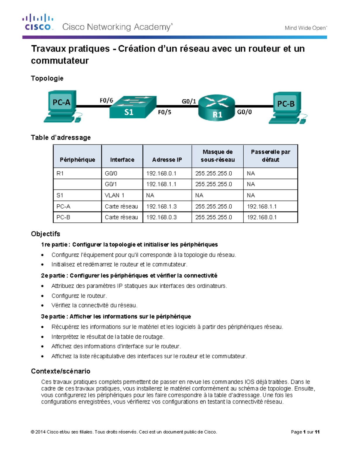 6.4.3.5 Lab - Building a Switch and Router Network - Travaux pratiques - Création d’un réseau ...