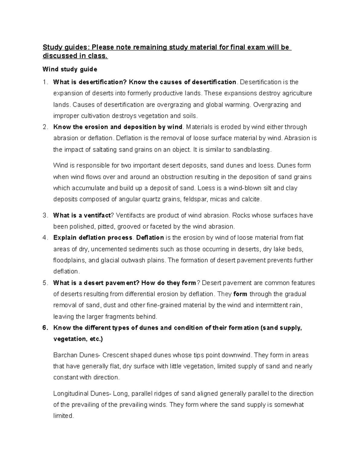 Final Exams Study guide - Study guides: Please note remaining study ...