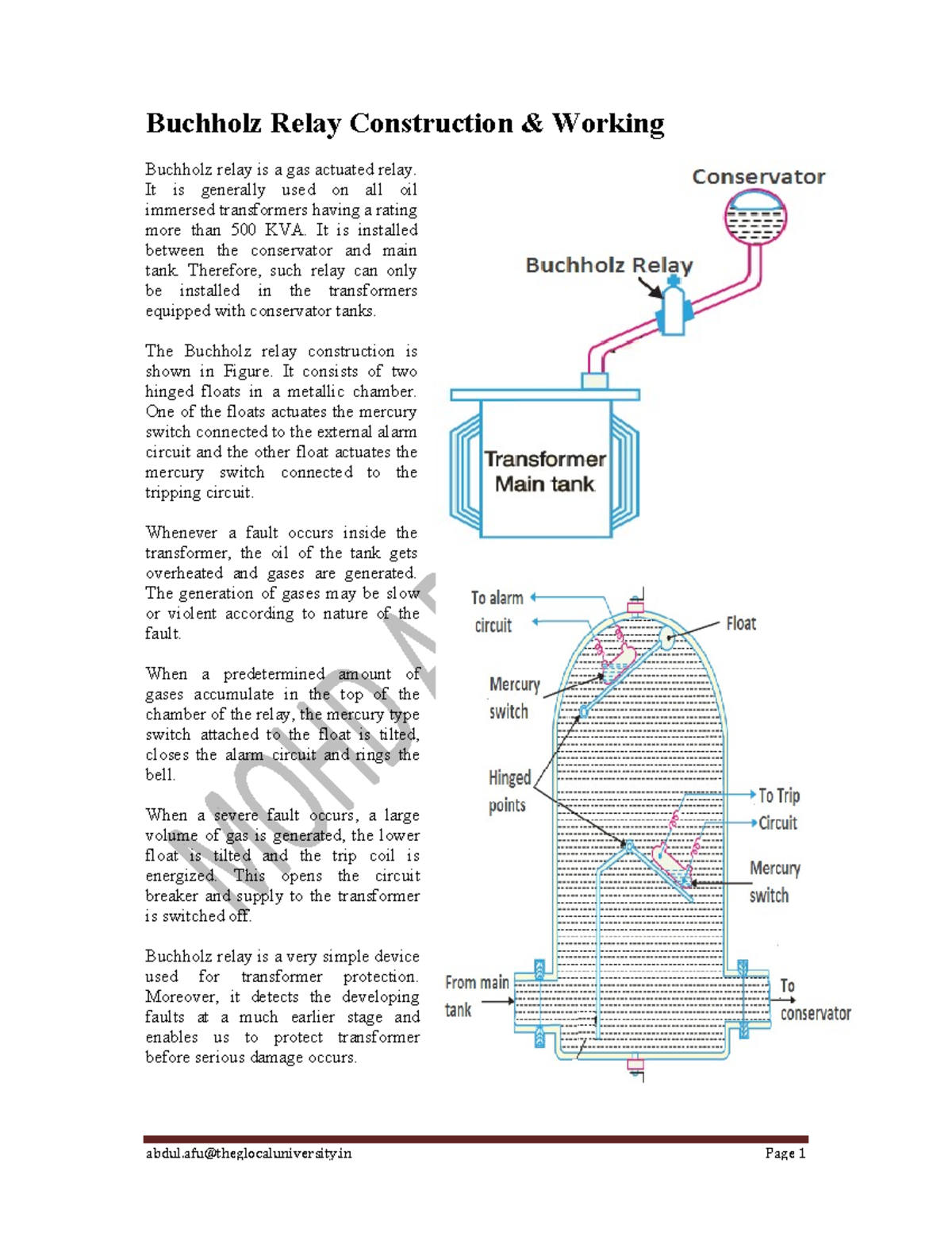 Method of cooling of Transformers - Buchholz Relay Construction ...