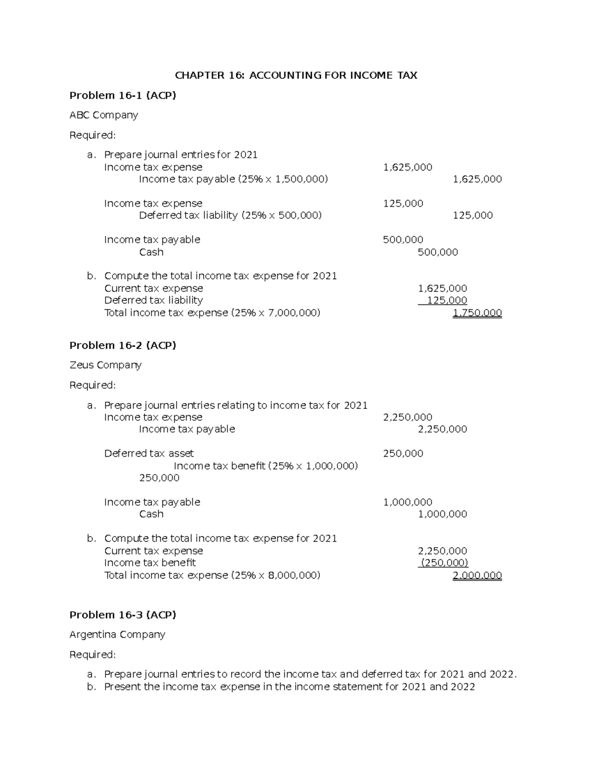 Chapter 16 Accounting for income tax - CHAPTER 16: ACCOUNTING FOR ...