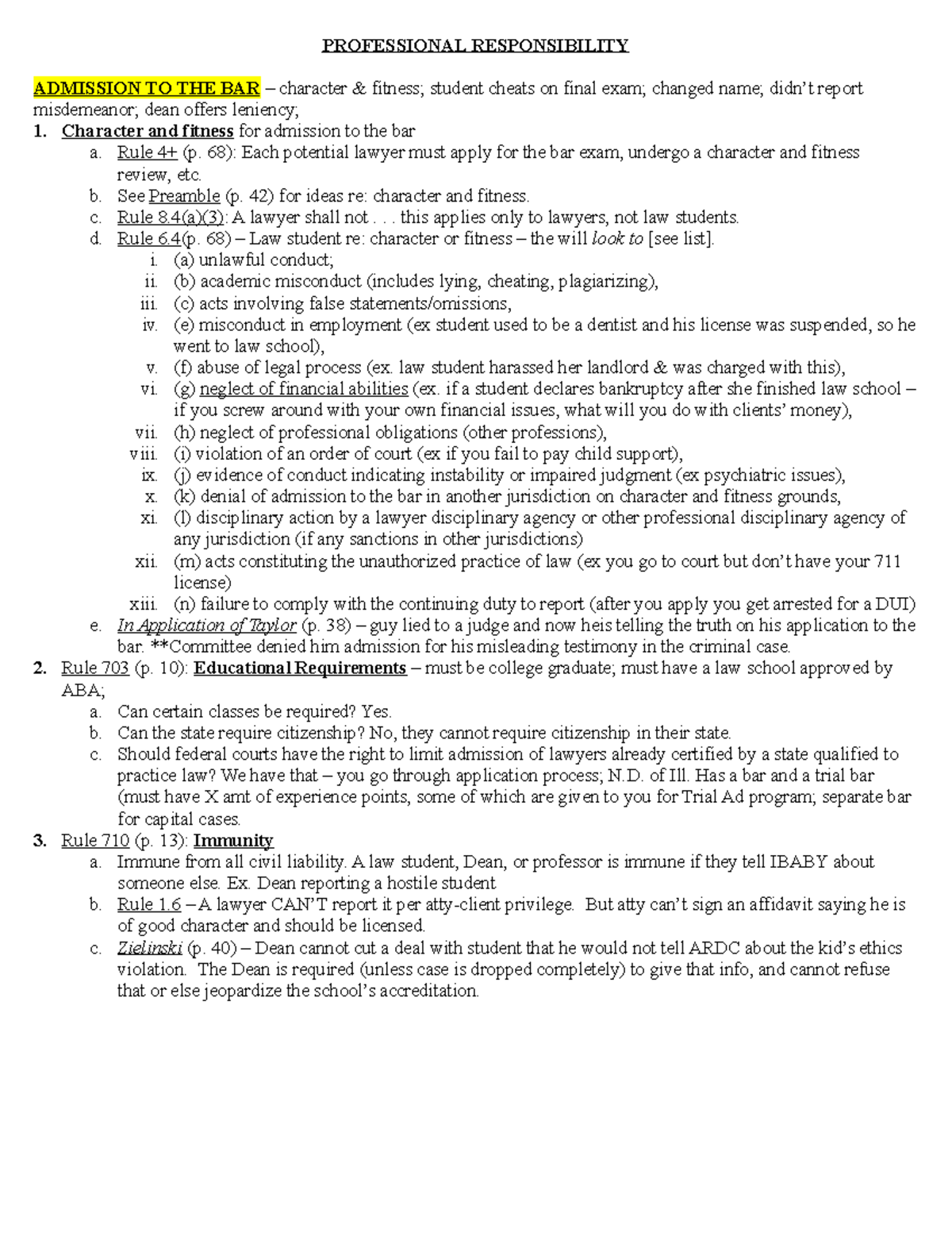 Professional Responsibility Outline - PROFESSIONAL RESPONSIBILITY ...