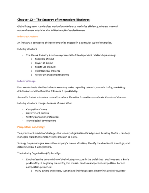 MGMT Midterm Cheat Sheet - CH. 1 – REGIONAL & GLOBAL STRATEGY International business – The study ...