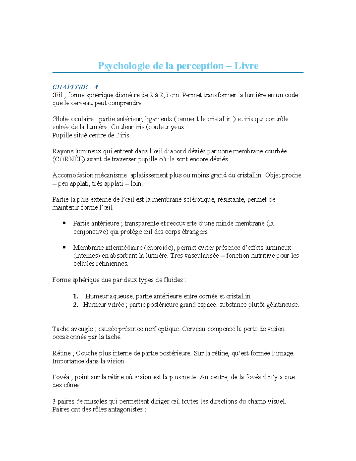 Notes du livre - Examen 2 - Psychologie de la perception – Livre ...