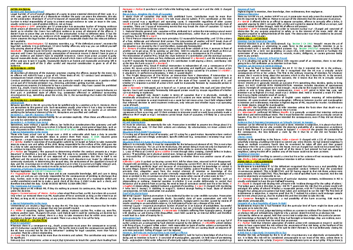 LAWS202 cheat sheet mid-year - INTRO MATERIAL Burdens and Standards of ...