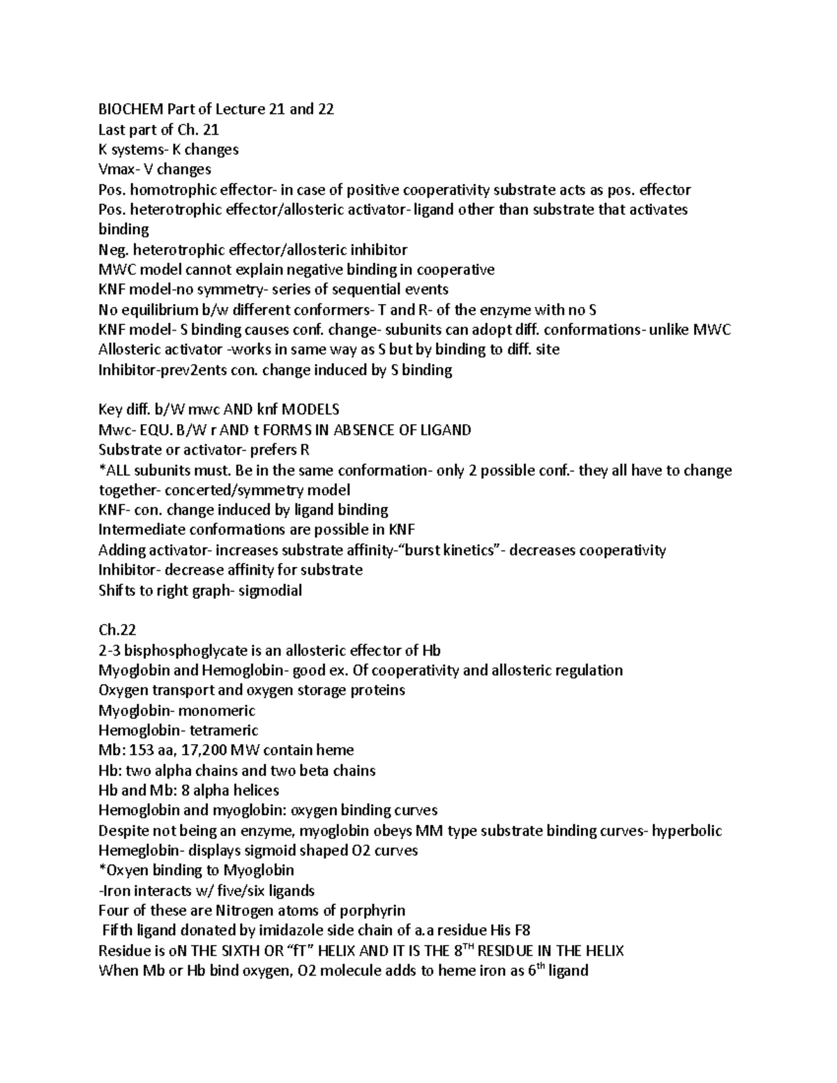 Biochem Part of Lecture 21 and 22 - BIOCHEM Part of Lecture 21 and 22 Last part of Ch. 21 K ...