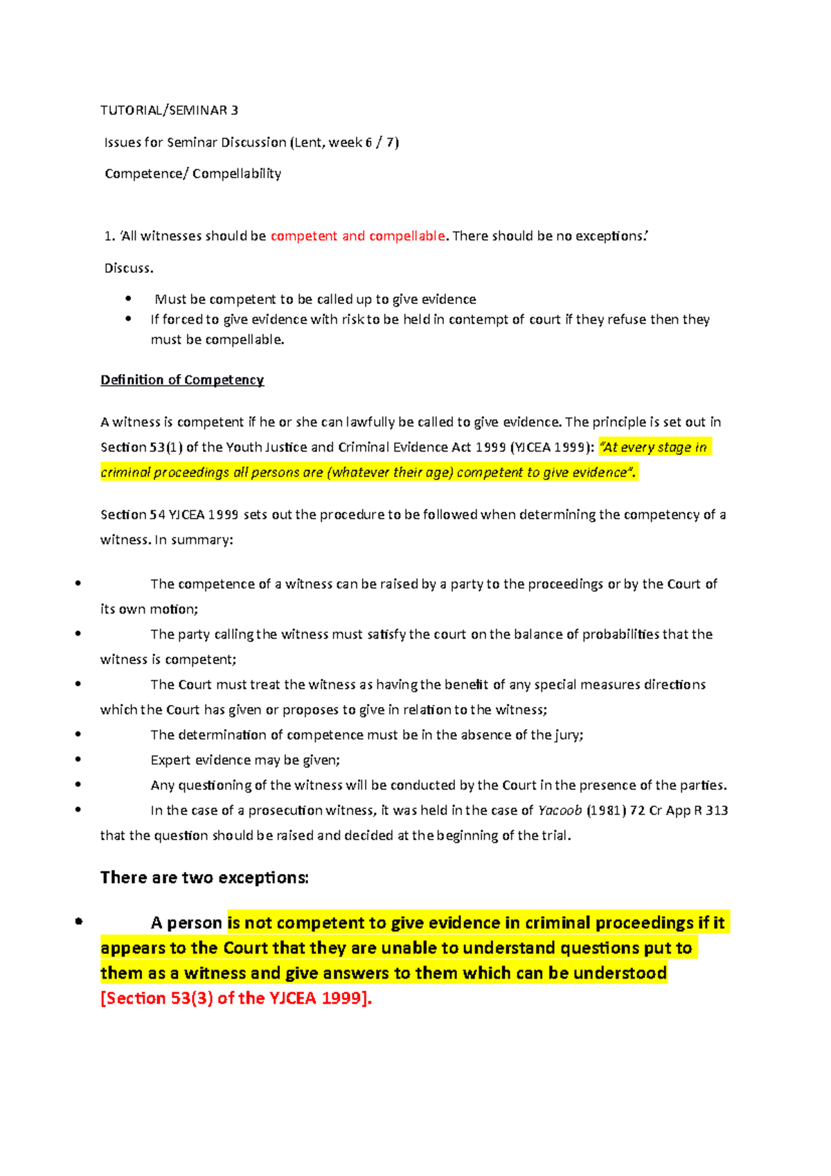 Seminar 3 notes on seminar - TUTORIAL/SEMINAR 3 Issues for Seminar ...