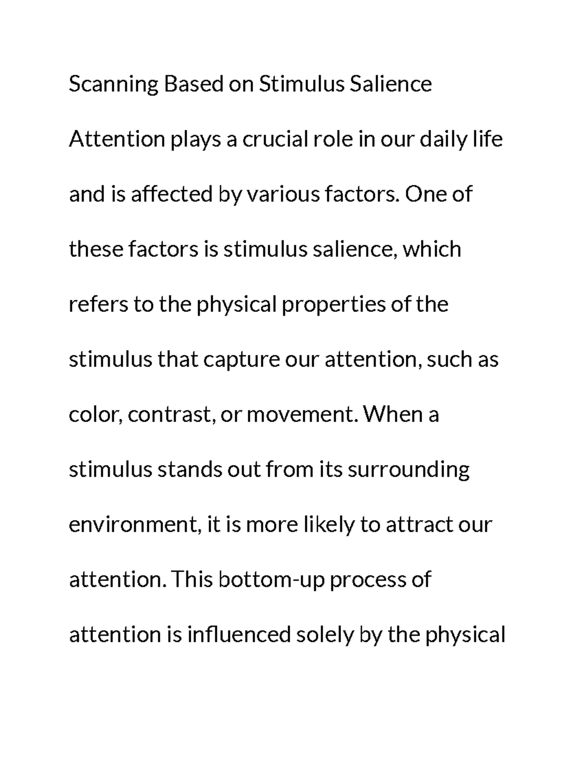 Scanning Based on Stimulus Salience - Scanning Based on Stimulus ...