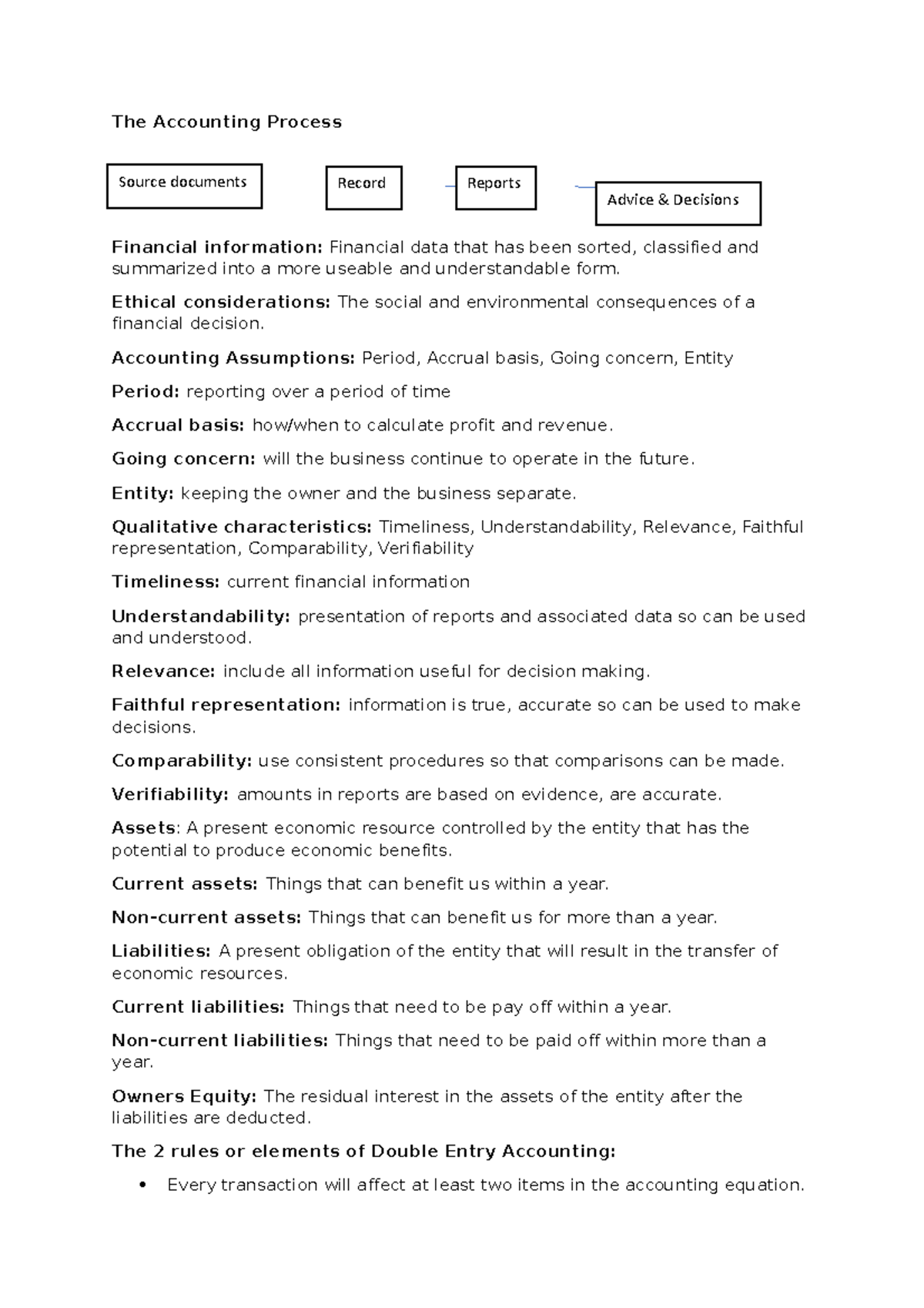 Accounting notes - The Accounting Process Financial information ...