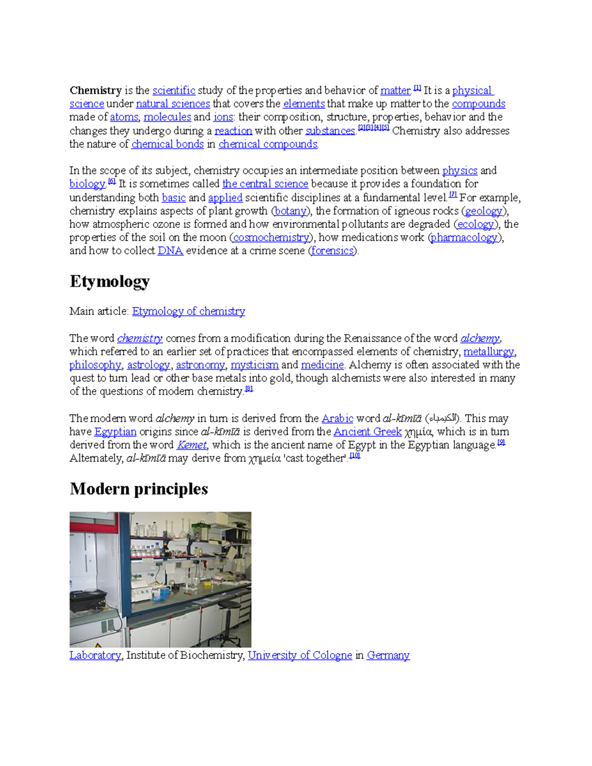 Chemistry is the scientific study of the properties and behavior of ...