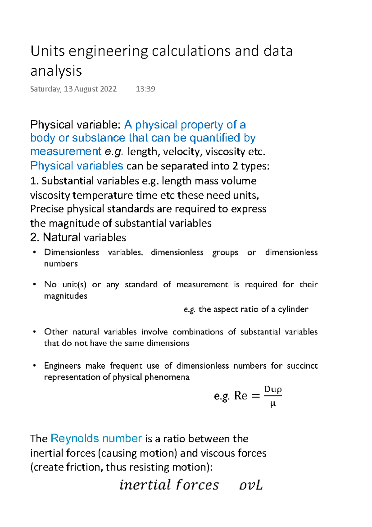Units engineering calculations and data analysis - Physical variable: A ...