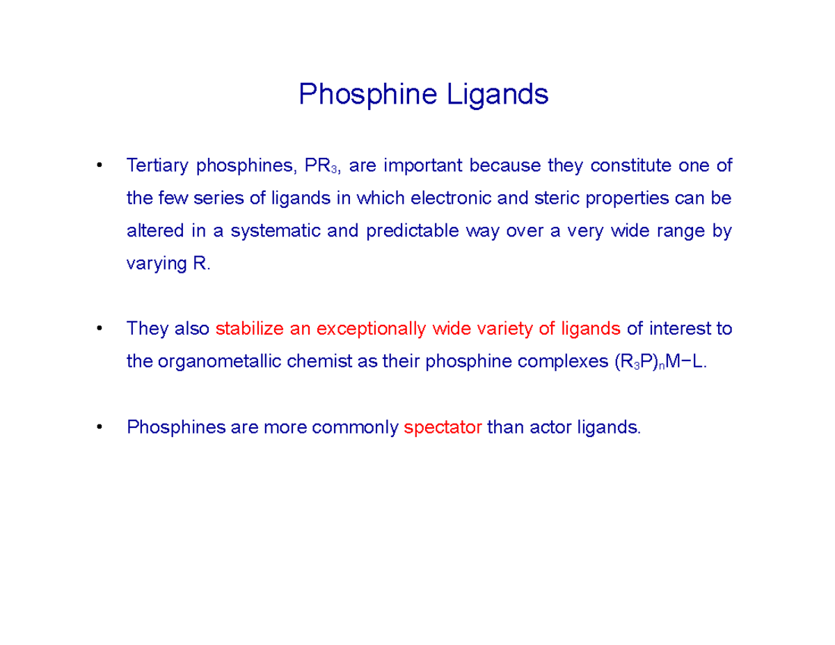 Phosphin ligand - Its lecture notes. - Phosphine Ligands Tertiary ...