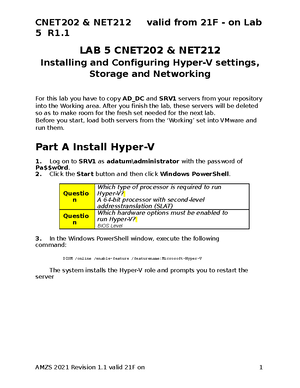 Student LAB 7 2019 - Assignment for Windows Server - LAB 7 CNET202 & NET Implementing and - Studocu