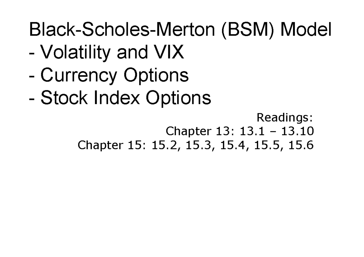BSM Model - Black-Scholes-Merton (BSM) Model Volatility and VIX ...