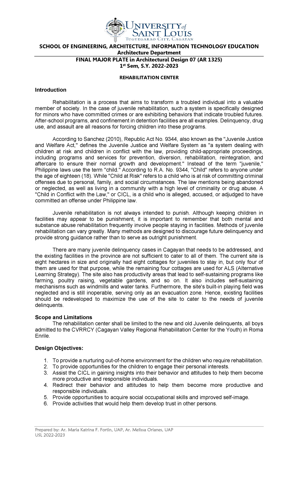 Major- Plate Design-7 1ST-SEM Finals - Architecture Department FINAL ...