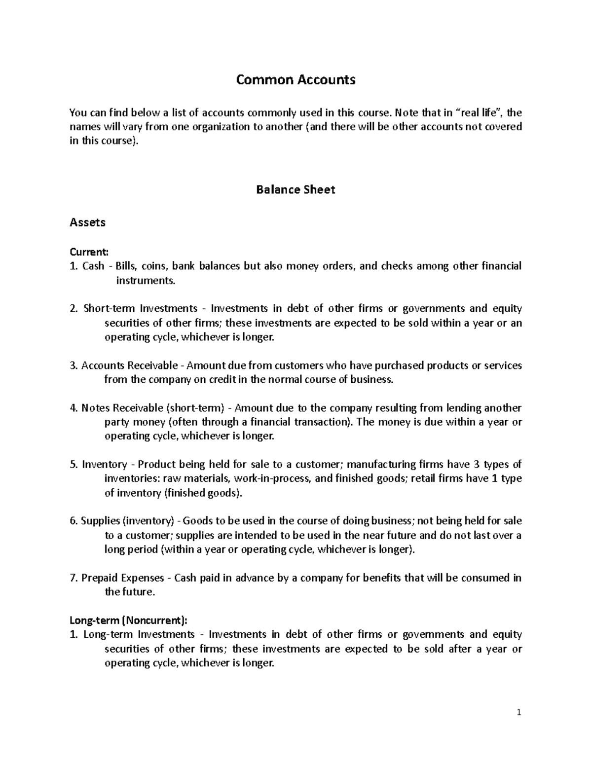 Account Descriptions-310723 - Common Accounts You can find below a list ...