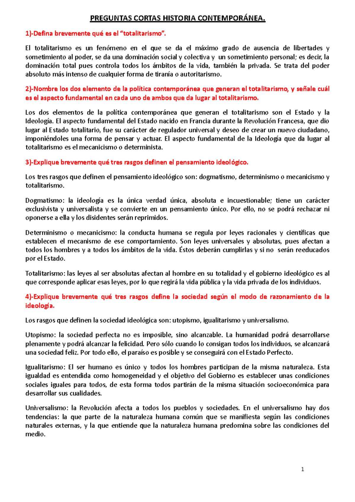 Preguntas Cortas Historia Contemporánea - PREGUNTAS CORTAS HISTORIA ...