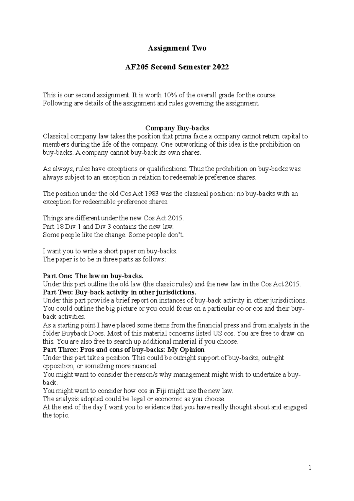 AF205 assign 2 202203 - Assignment Two AF205 Second Semester 2022 This ...