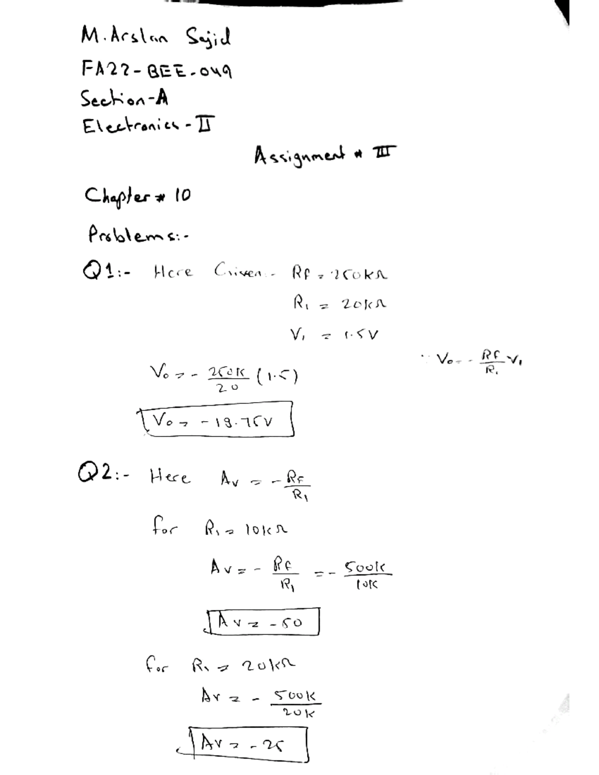 E-2 Assignment-3 - Electronics II - Studocu