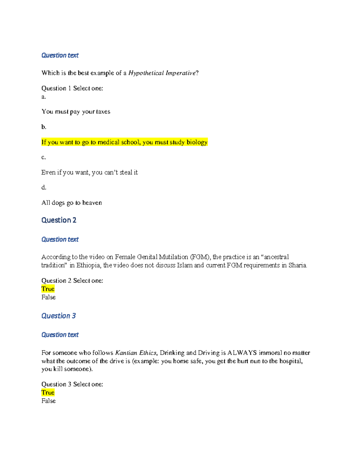 Document 8 - This is a list of multiple choice questions. This will ...