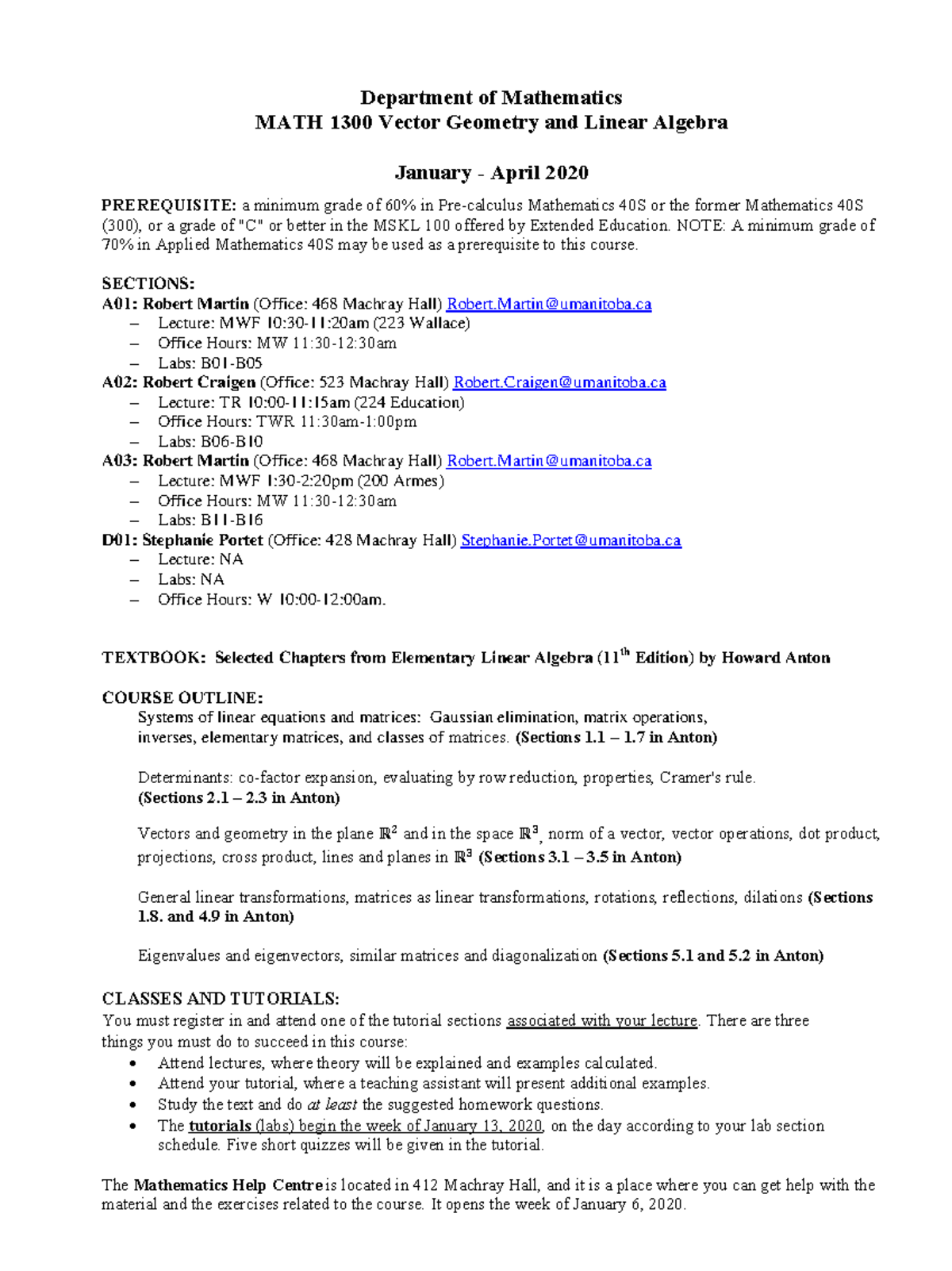 Outline microbiology 2018 - Department of Mathematics MATH 1300 Vector ...
