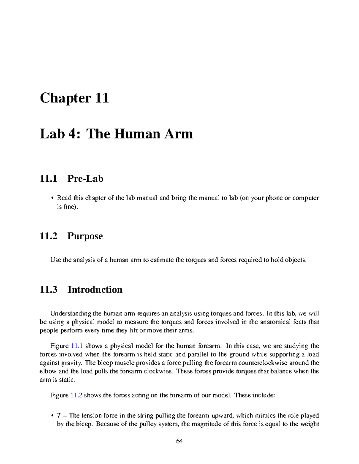 EN PH 131 L4 Human Arm Manual - Chapter 11 Lab 4: The Human Arm 11 Pre-Lab • Read this chapter ...
