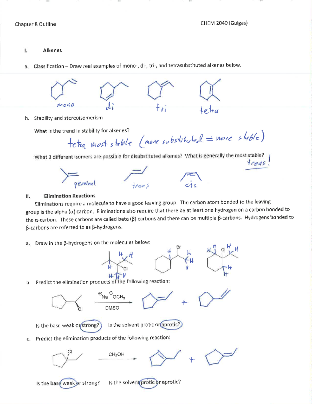 CH8 outline solutions - tutorial work - CHEM2040L - UC - Studocu